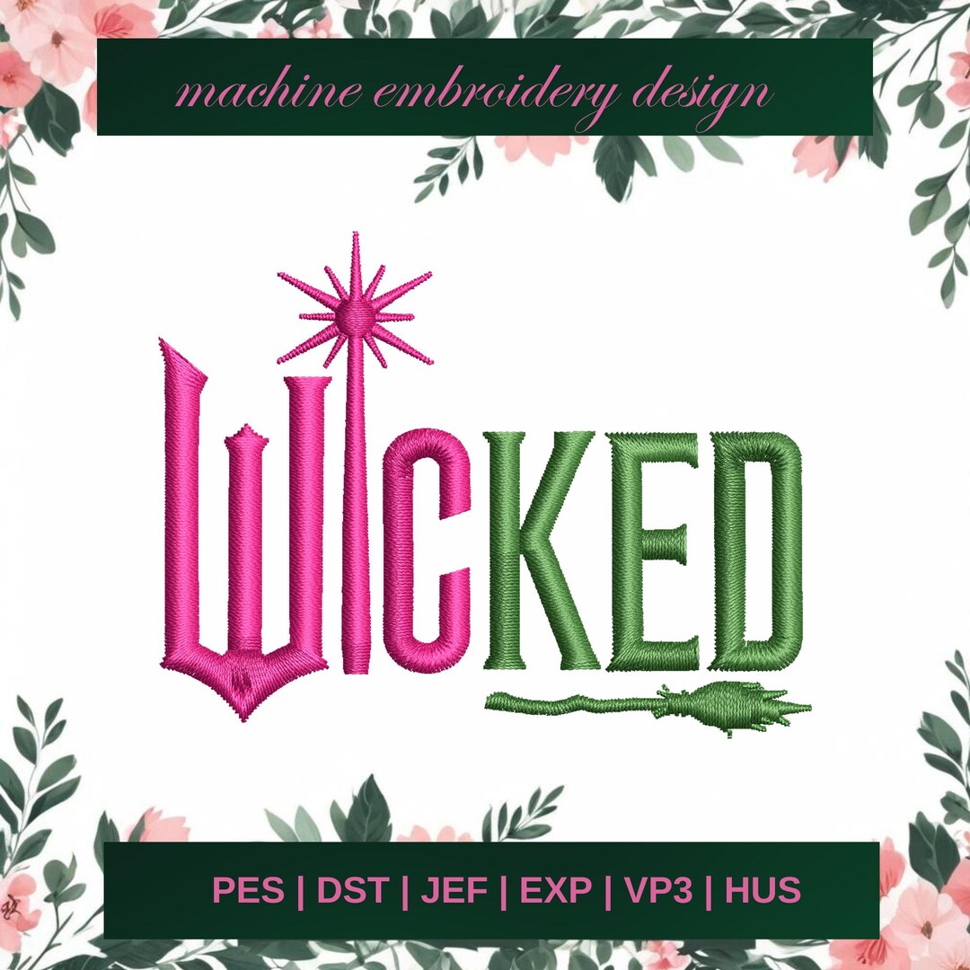 Witch Embroidery Designs , Wicked Machine Embroidery Files , Pink Green ...
