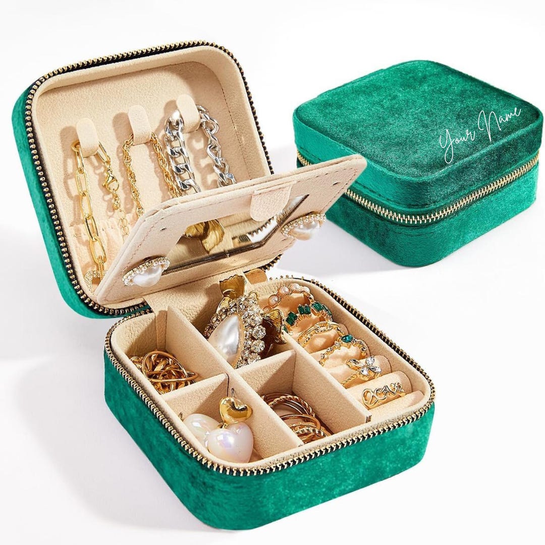 Personalized Velvet Travel Jewelry Box: Bridesmaid Proposal Gift - Etsy