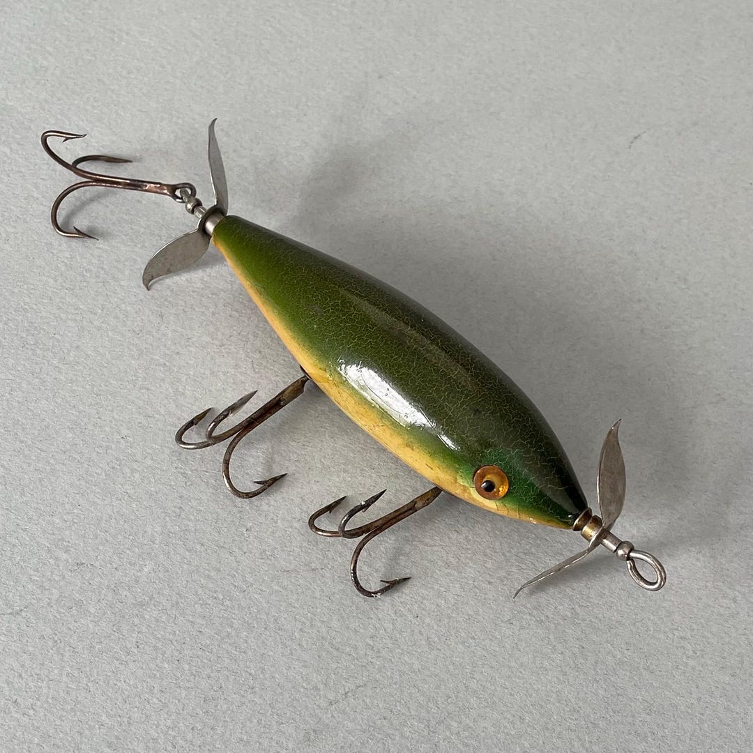 Vintage South Bend Surf Oreno Wooden Lure, #963, Rare Crackle Greenback ...