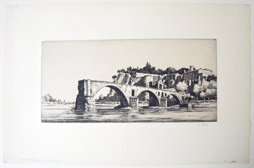 Vintage Signed IAN STRANG Etching Pont Saint Benedict Avignon - Etsy