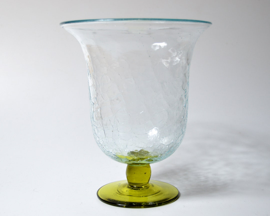 Vintage BLENKO 58 Bell Vase Chartreuse Crystal Crackle Pre-designer - Etsy