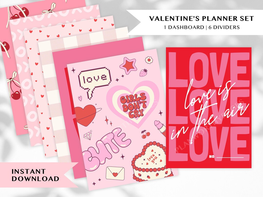 Printable Planner Dashboard, Love and Pink Dashboard Printable, Planner ...