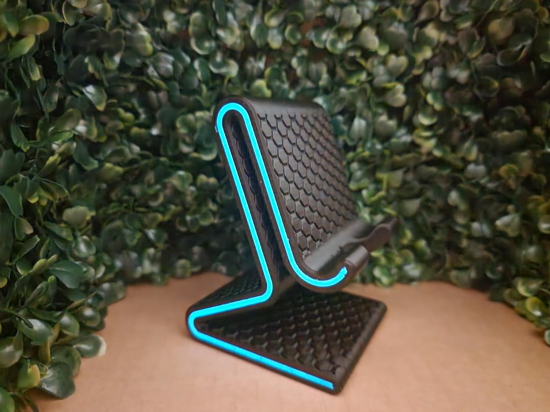 3D Printed Cell Phone Stand: Black & Green Desk Organizer - Etsy