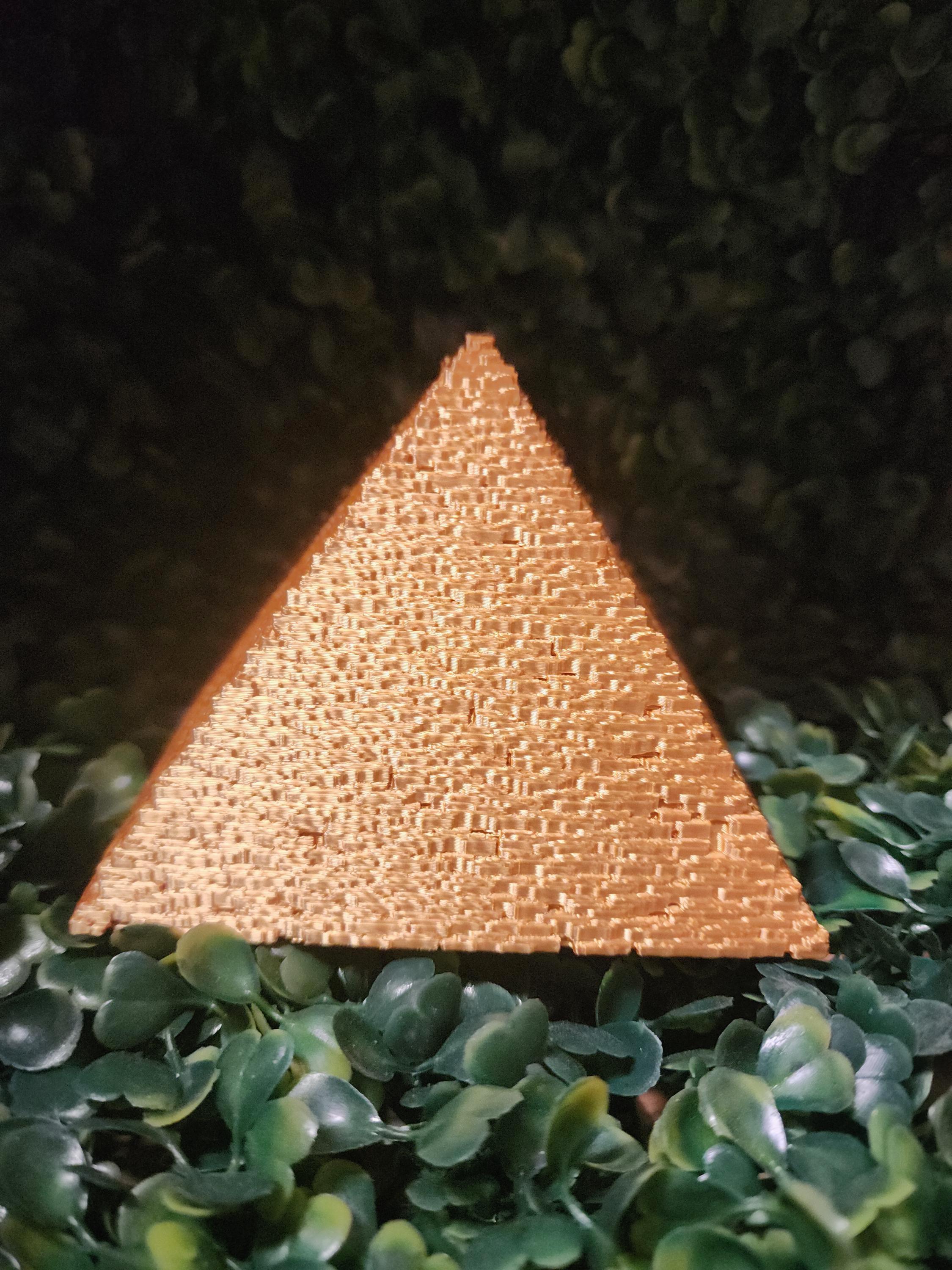 Golden 3D Printed Pyramid – Modern Geometric Decor, Meditation Altar ...