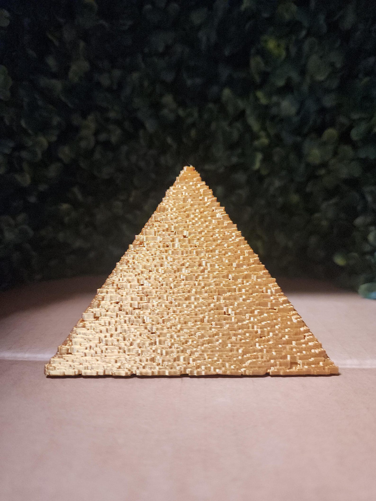Golden 3D Printed Pyramid – Modern Geometric Decor, Meditation Altar ...