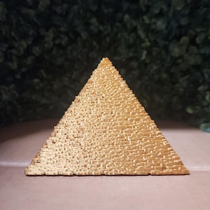 Golden 3D Printed Pyramid – Modern Geometric Decor, Meditation Altar ...