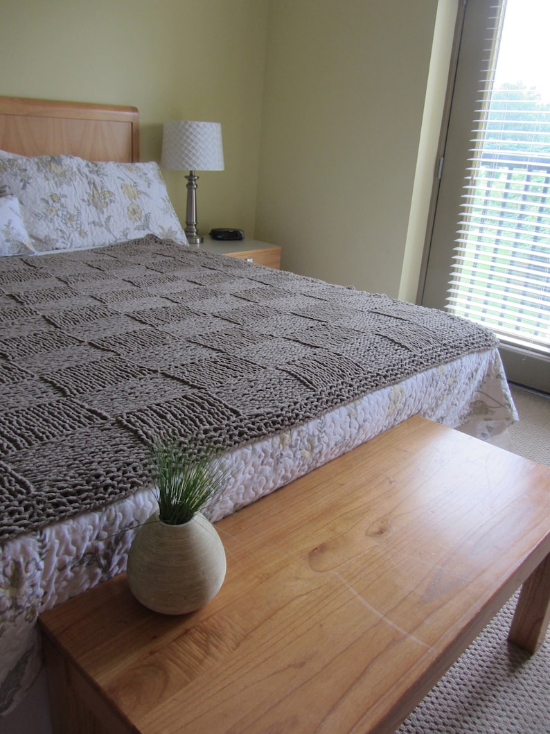 Heavenly Plush Hand Knit Afghan / Throw Blanket Neutral Tan - Etsy