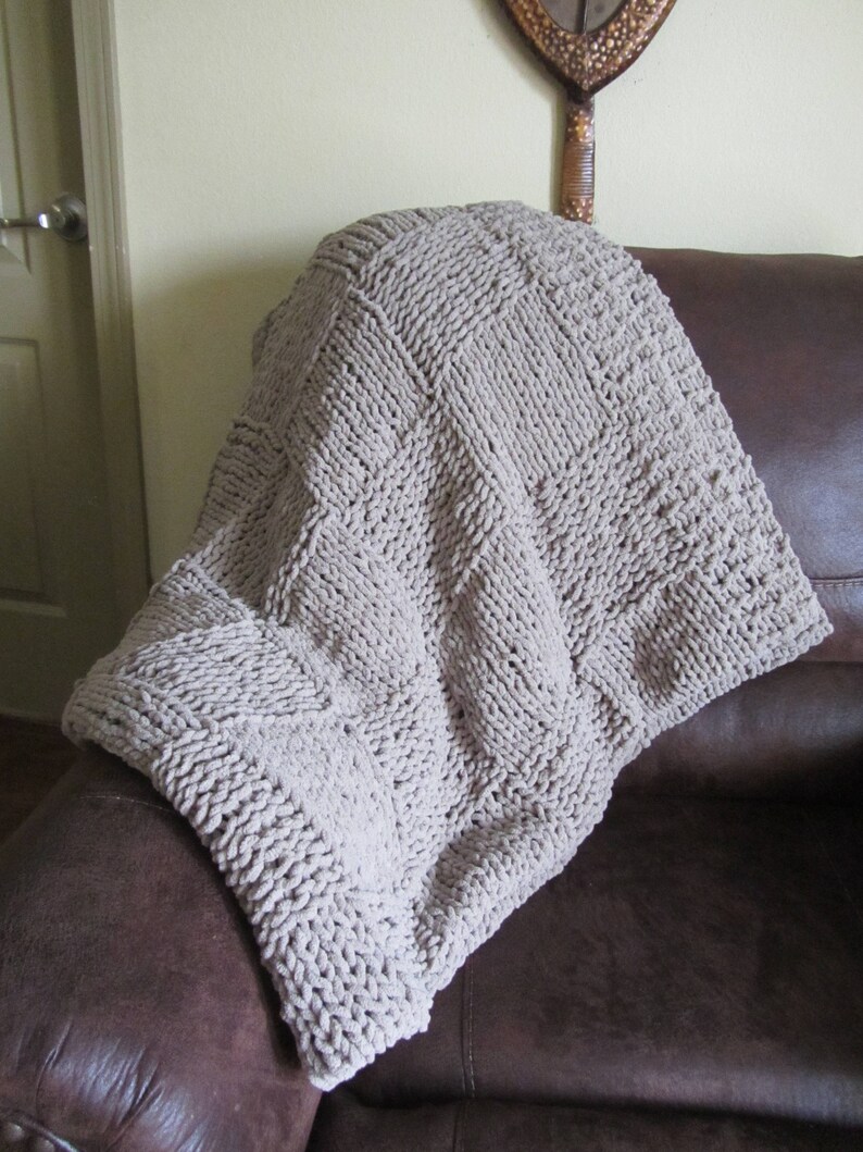 Heavenly Plush Hand Knit Afghan / Throw Blanket Neutral Tan - Etsy