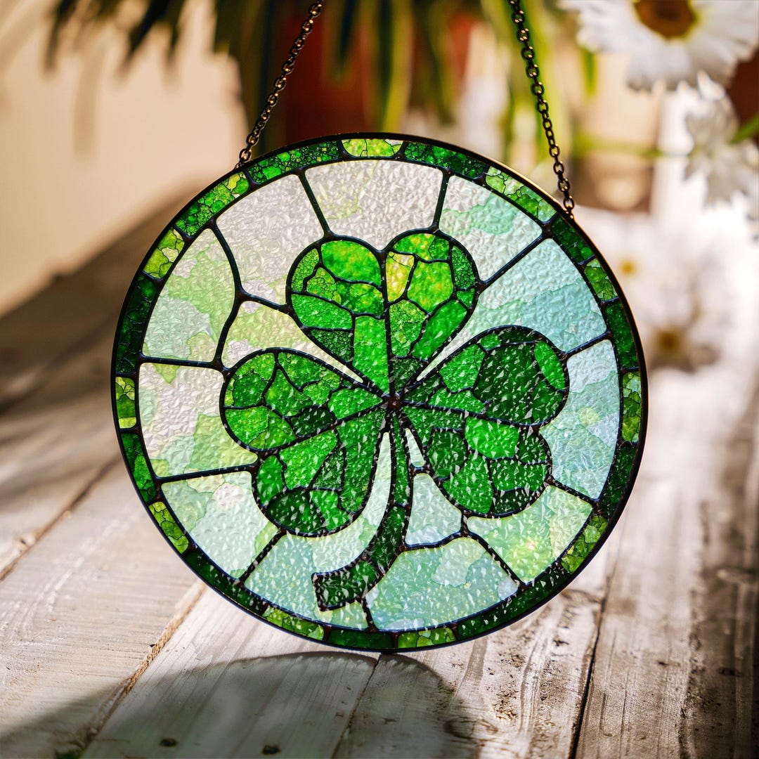 Four Leaf Clover Suncatcher Stained Glass Window Decor Gift for Luck ...