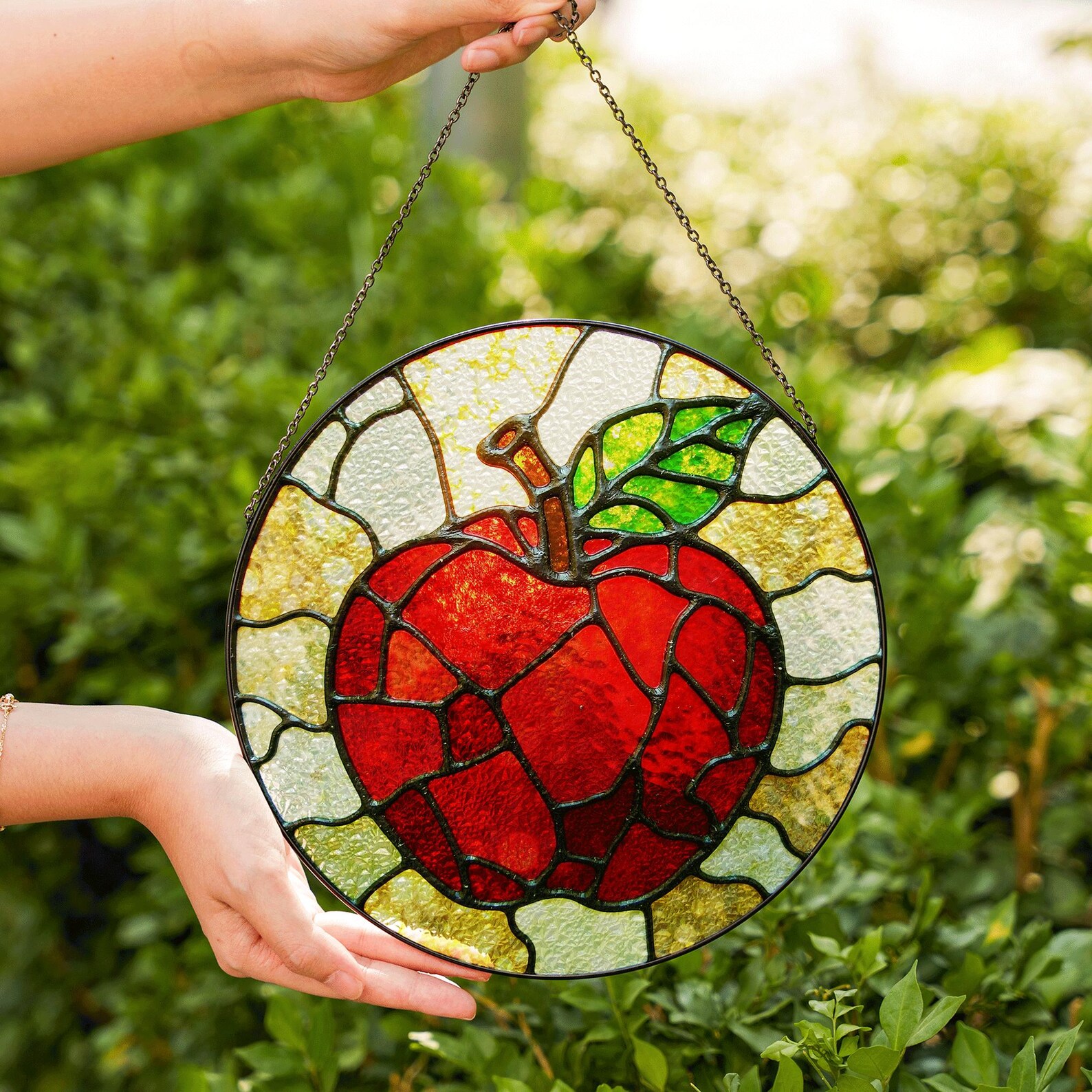 Stained Glass Apple Suncatcher Window Decor Gift for Teacher Birthday ...