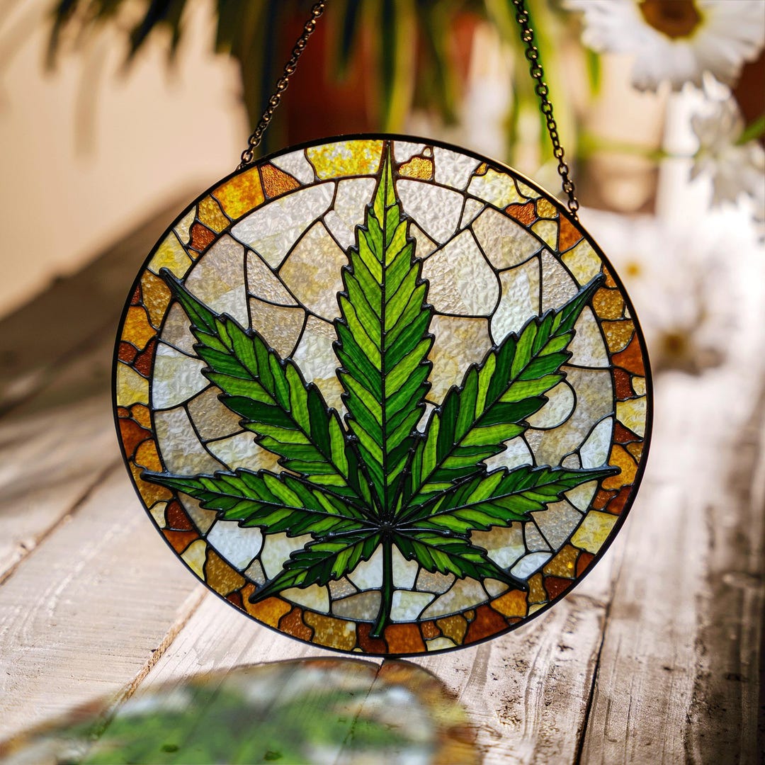 Stained Glass Marijuana Leaf Suncatcher Boho Window Decor Gift - Etsy