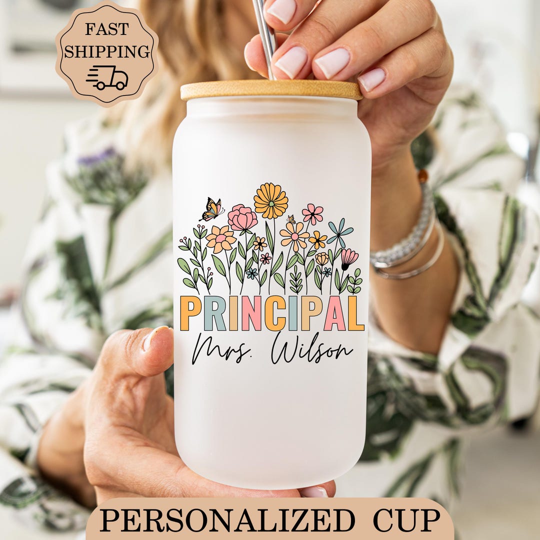 Personalized Principal Cup, Custom Name Principal Cup, Floral Principal ...