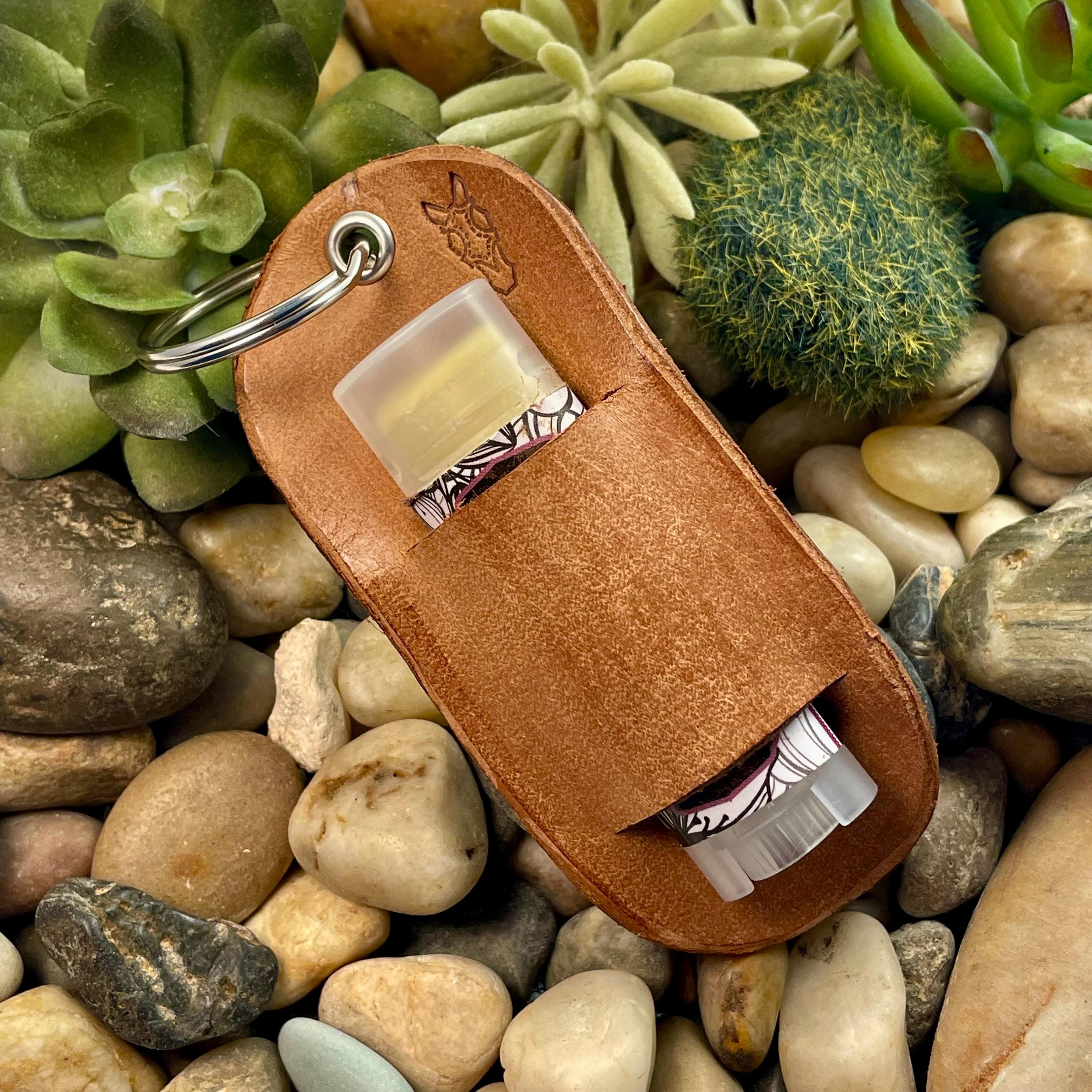 Handmade Leather Chapstick Holder Keychain – Rustic Lip Balm Case - Etsy