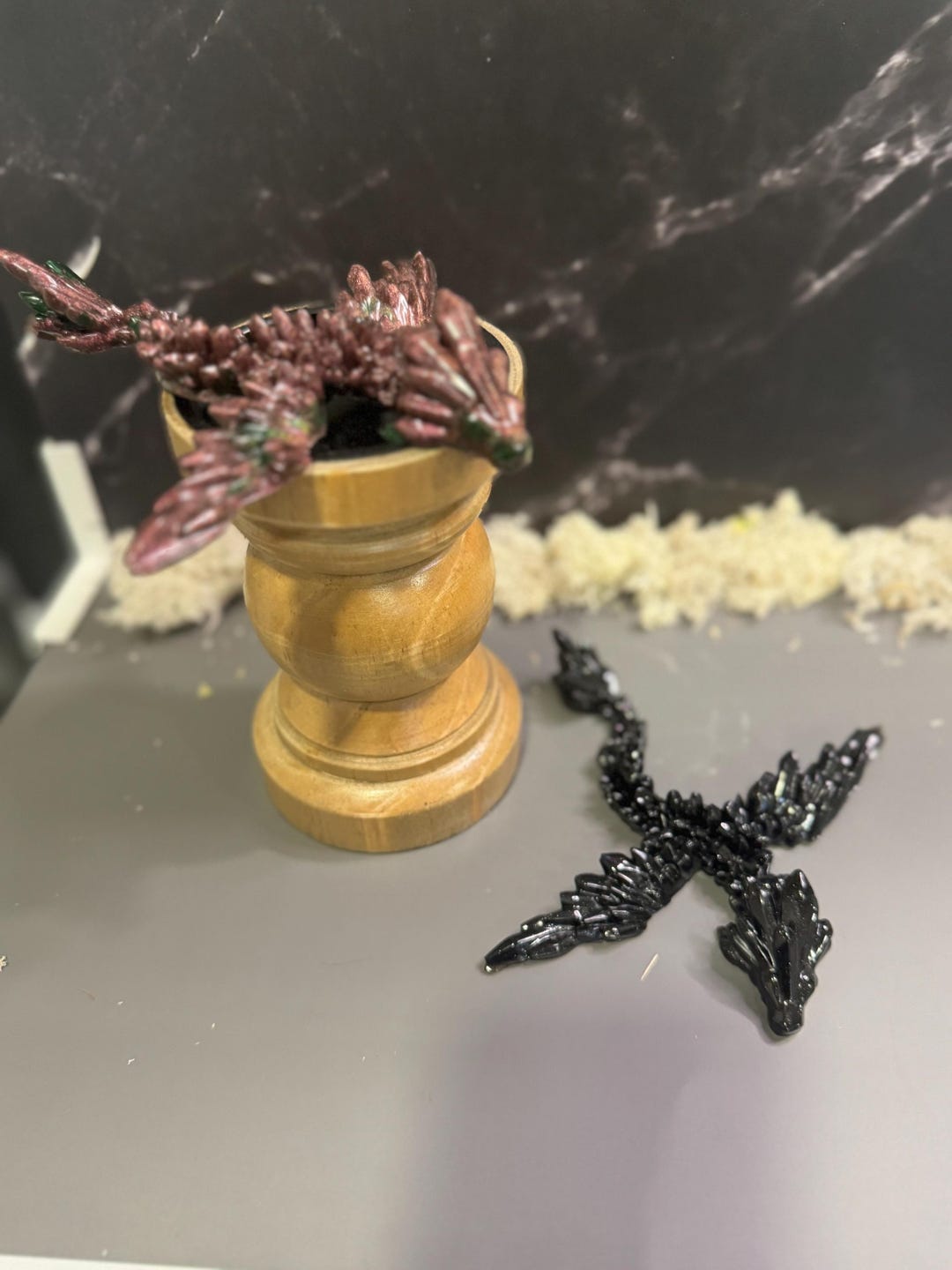 Dragon Sculpture: Crystal Winged Dragon Epoxy Resin Art, Fantasy Decor ...