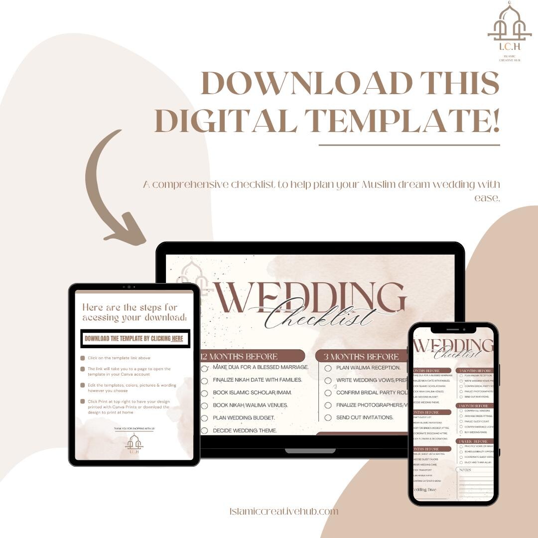 Islamic Wedding Checklist: Brown - Etsy