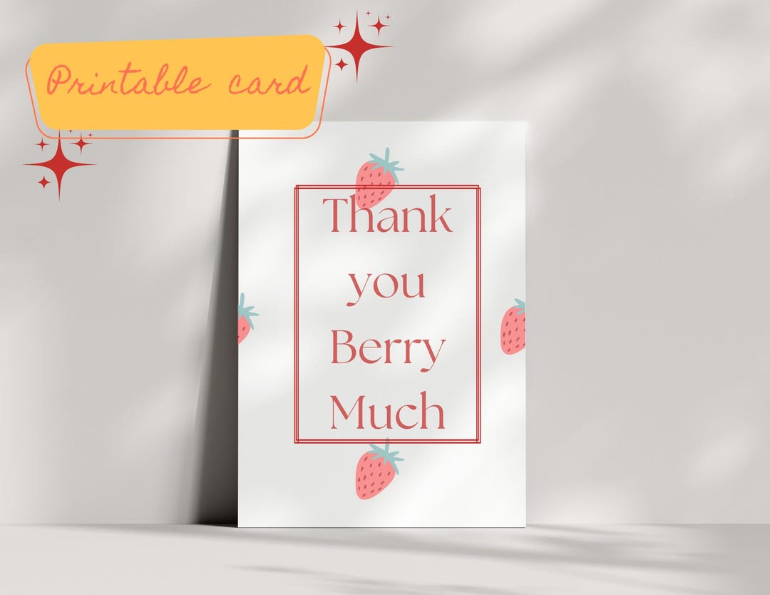 Thank You Card | Appreciation | Greeting Card | Berry | Red | Gift ...