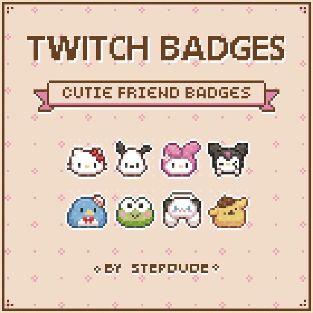 Cutie Friend Pixel Sub Badges for Twitch | Premade Streaming Assets ...