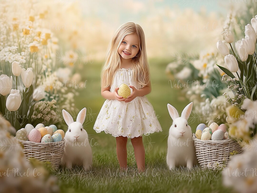 Easter Digital Backdrop, Digital Photography Background, Spring Bunny ...
