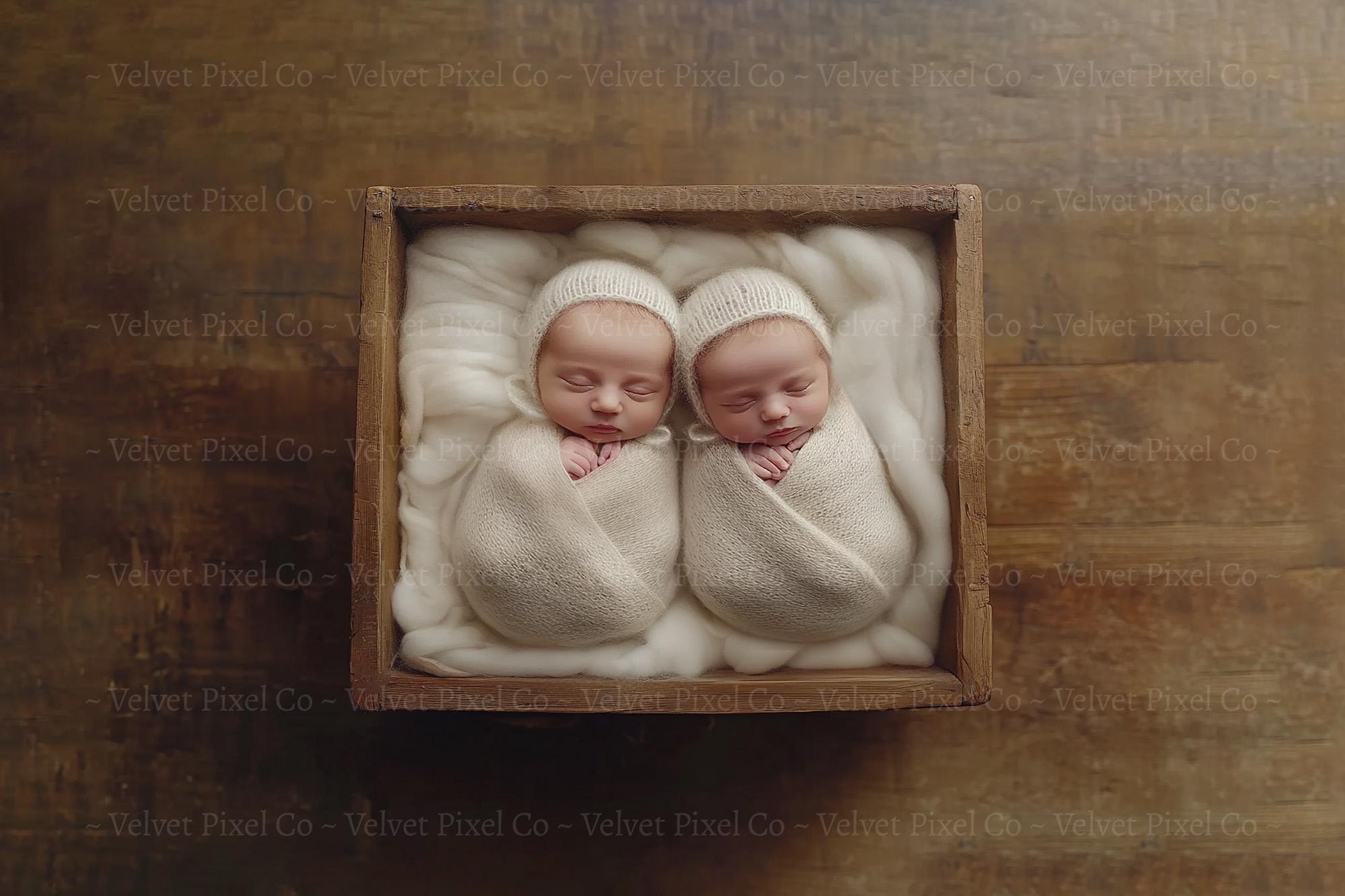 Digital Backdrop Bundle, Newborn Background, Wooden Box Twins Newborn ...