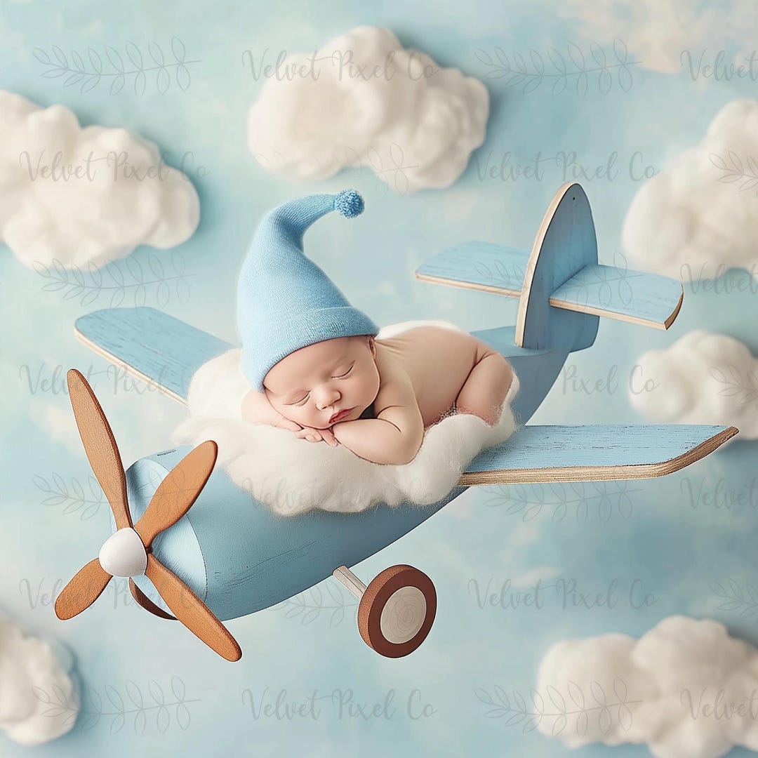 Newborn Plane Digital Backdrop, Baby Boy Aeroplane Background, Newborn ...