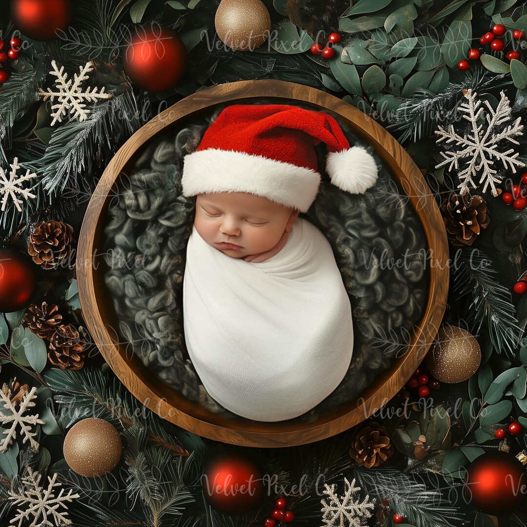 Newborn Christmas Digital Backdrop, Festive Newborn Christmas ...