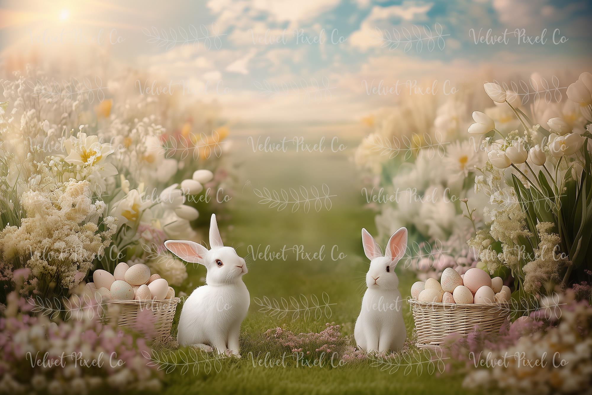 Easter Digital Backdrop, Digital Photography Background, Spring Bunny ...