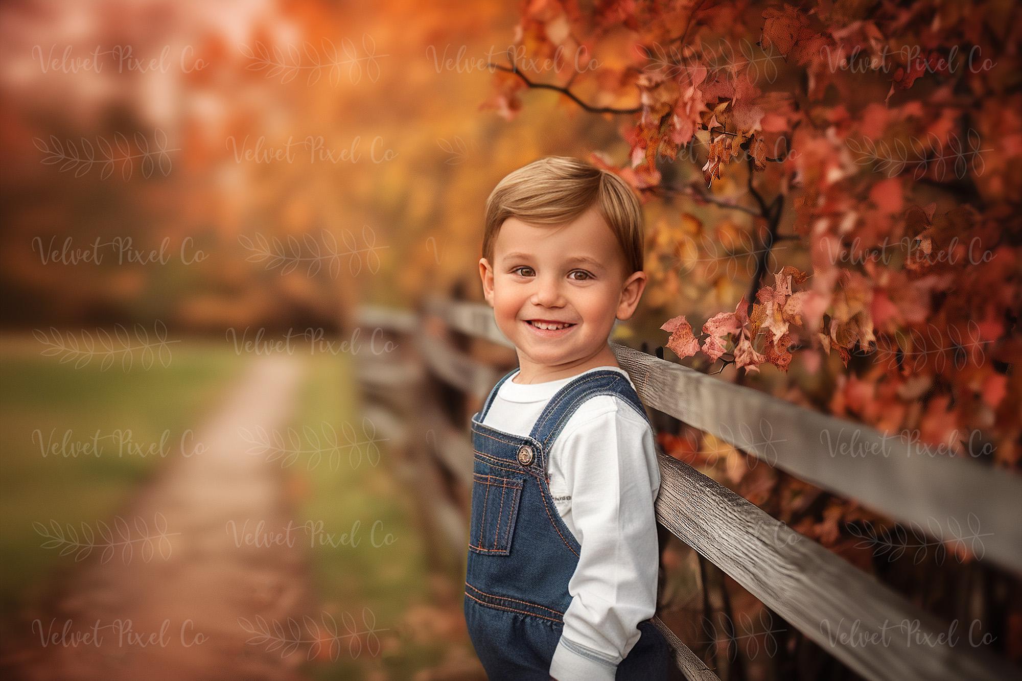Fall Autumn Rustic Fence Digital Backdrop, Holiday Fall Path Background ...