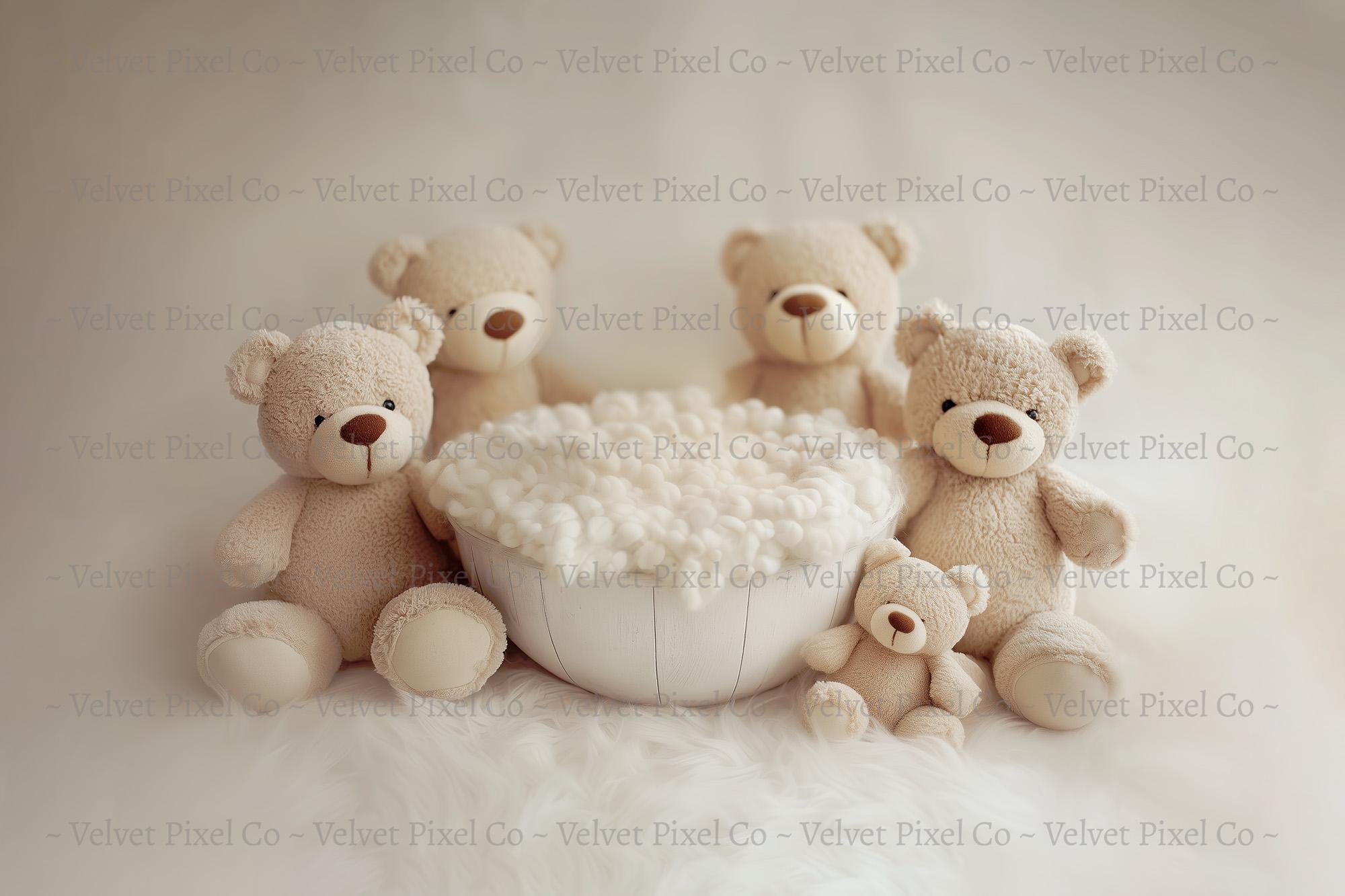 Teddy Bear Newborn Digital Backdrop, Newborn Digital Background, Teddy ...