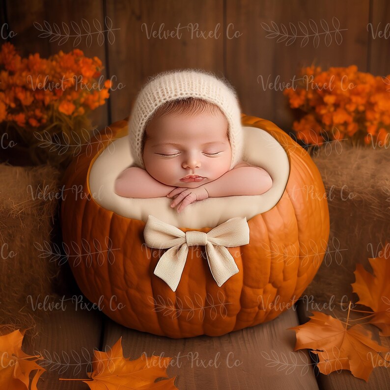 Newborn Digital Backdrop, Pumpkin Autumn Fall Halloween Newborn ...