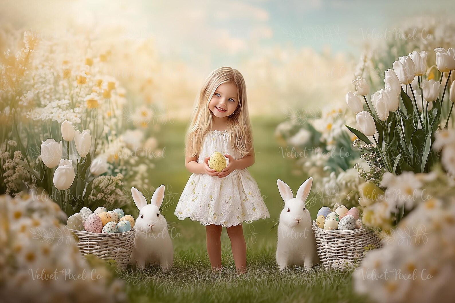 Easter Digital Backdrop, Digital Photography Background, Spring Bunny ...