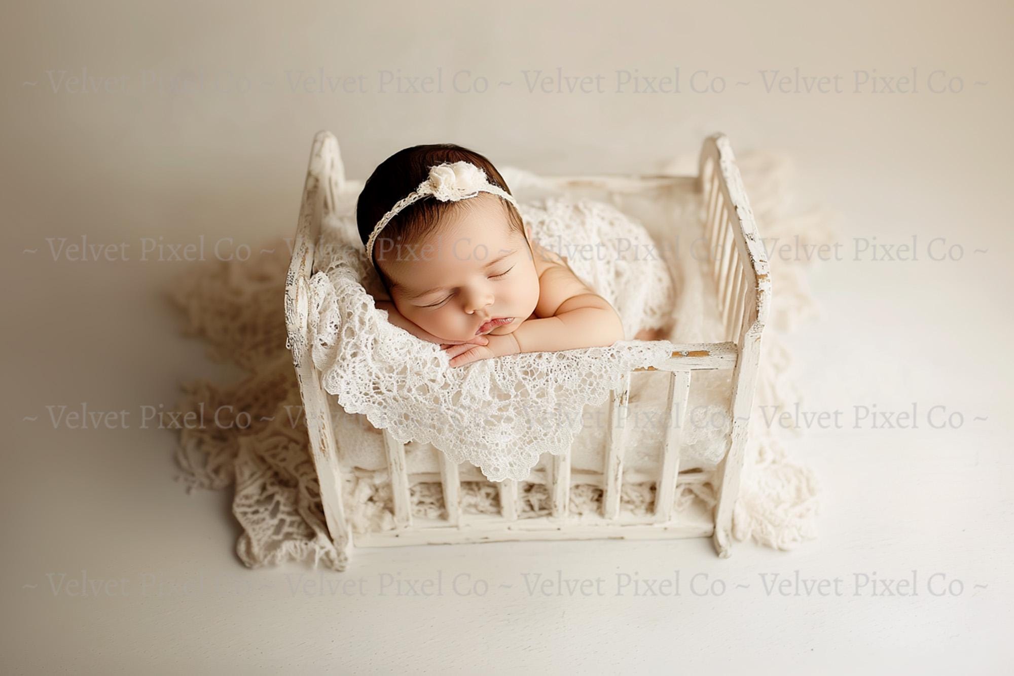 Digital Newborn Backdrop Bundle, White Vintage Bed Bundle, Newborn ...