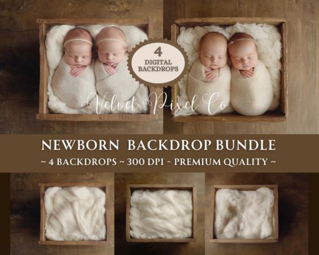 Digital Backdrop Bundle, Newborn Background, Wooden Box Twins Newborn ...