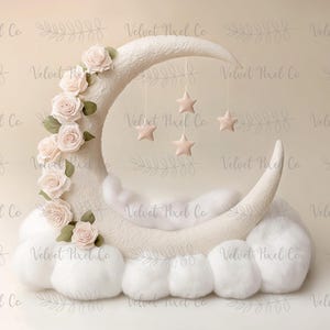 Newborn Digital Backdrop, Floral Moon Newborn Digital Background ...