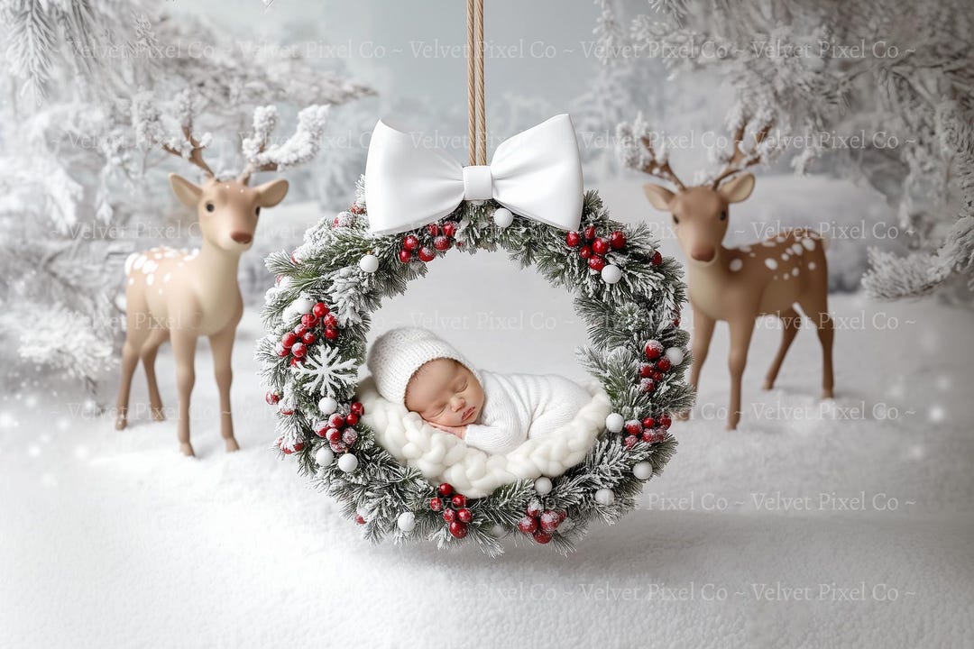 Newborn Digital Backdrop, Christmas Reindeer Background, Newborn ...