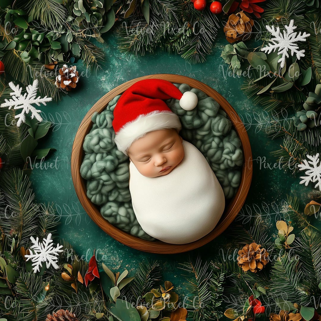 Newborn Christmas Digital Backdrop, Festive Newborn Christmas ...