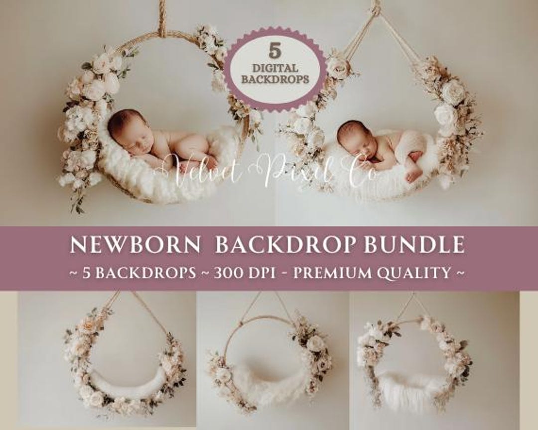 Newborn Digital Backdrop Bundle, Newborn Digital Photo Prop, Floral ...