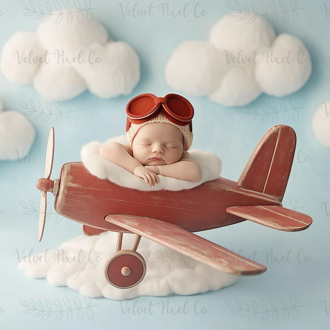 Newborn Plane Digital Backdrop, Baby Boy Aeroplane Background, Newborn ...