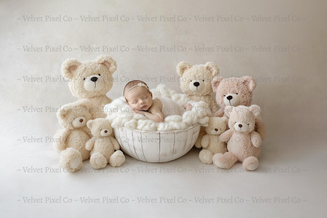 Teddy Bear Newborn Digital Backdrop, Newborn Digital Background, Teddy ...