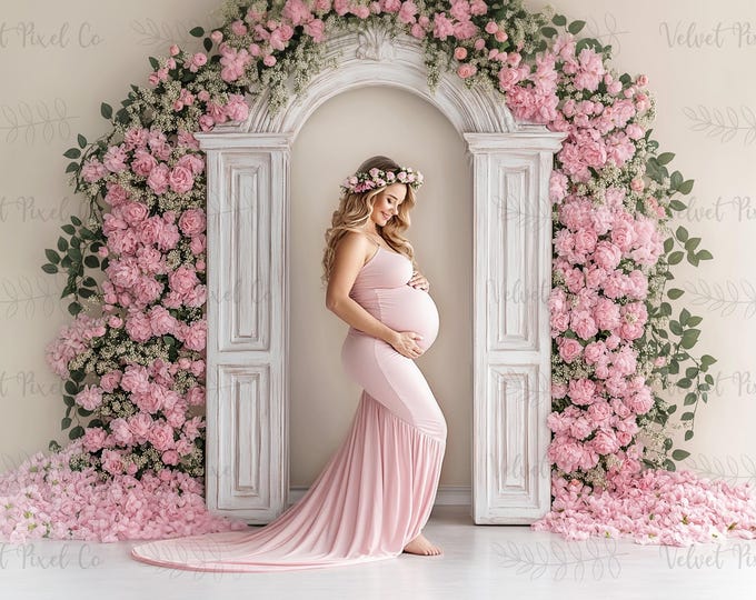 Pink Flower Maternity Digital Backdrop Set (4 Files) - Etsy Canada
