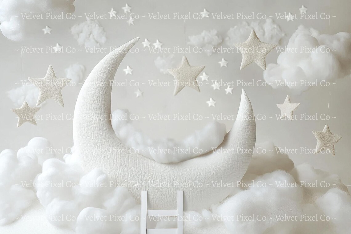 Digital Newborn Backdrop, Moon Stars Newborn Digital Background ...