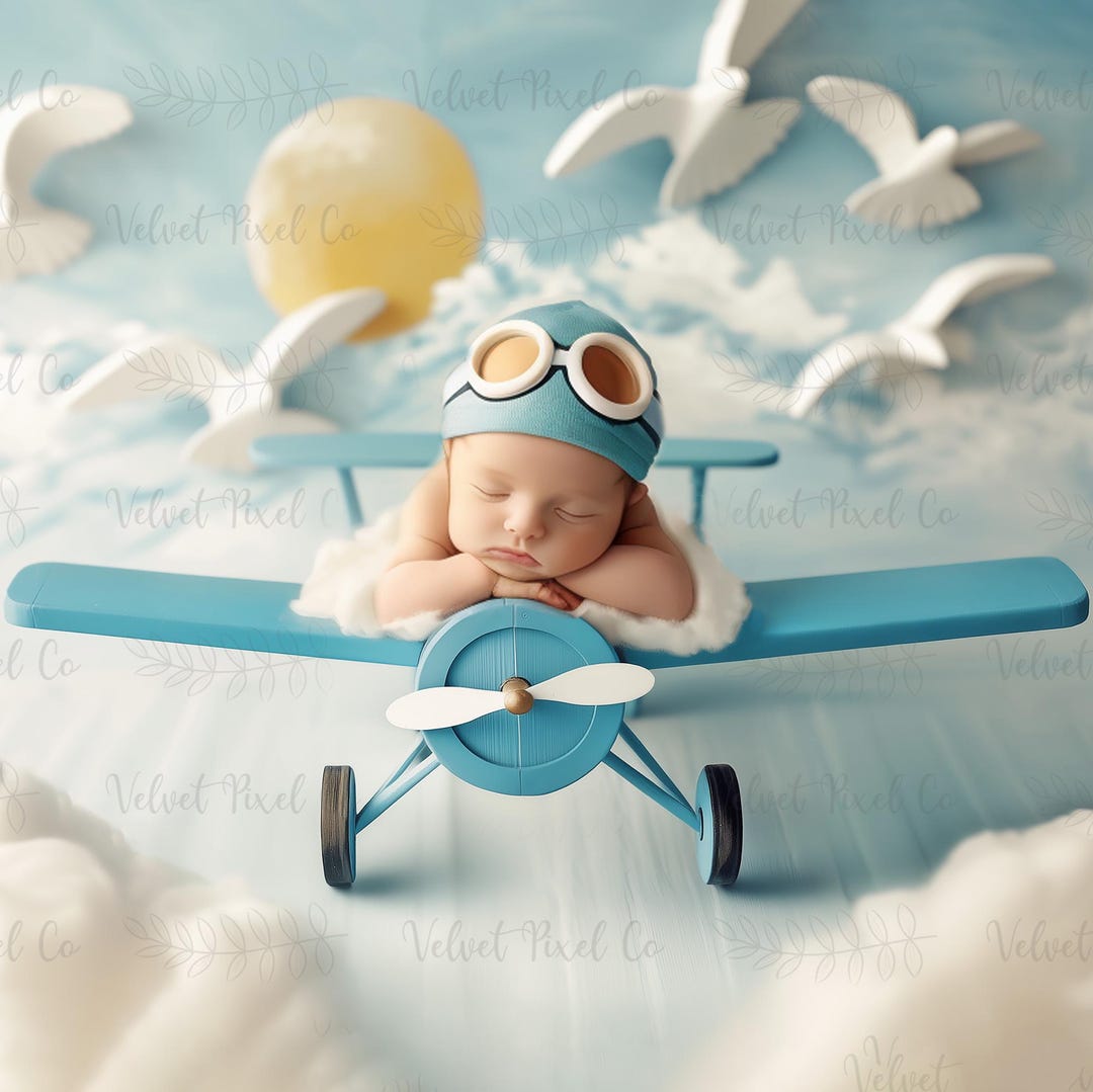 Newborn Plane Digital Backdrop, Baby Boy Aeroplane Background, Newborn ...