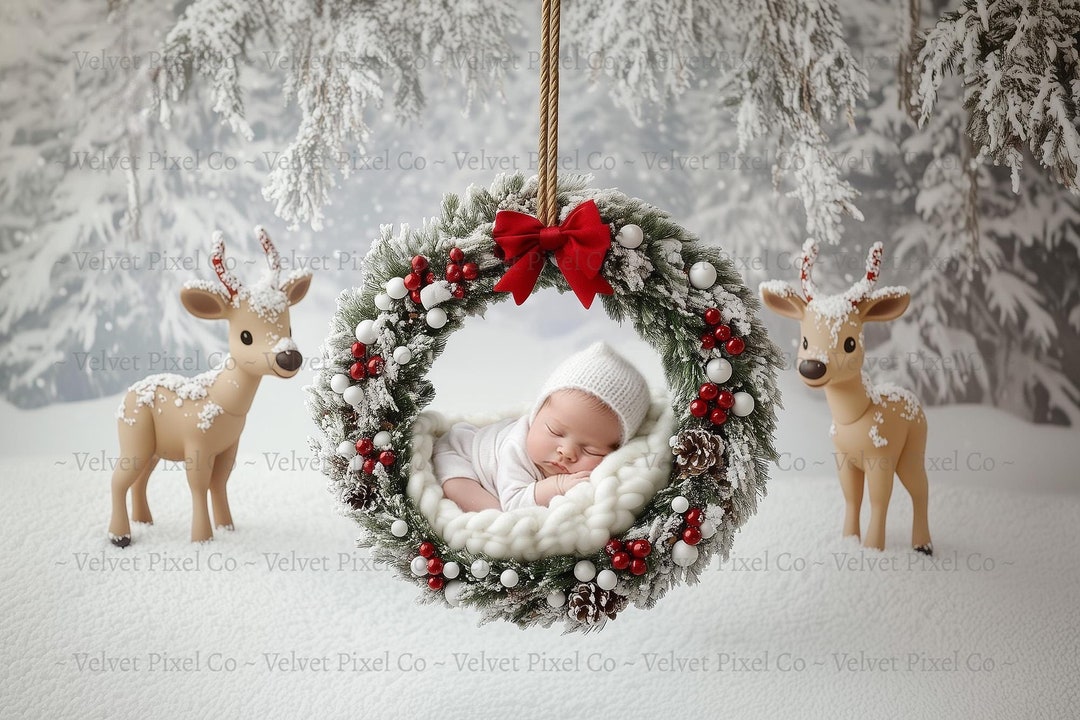 Newborn Digital Backdrop, Christmas Reindeer Background, Newborn ...