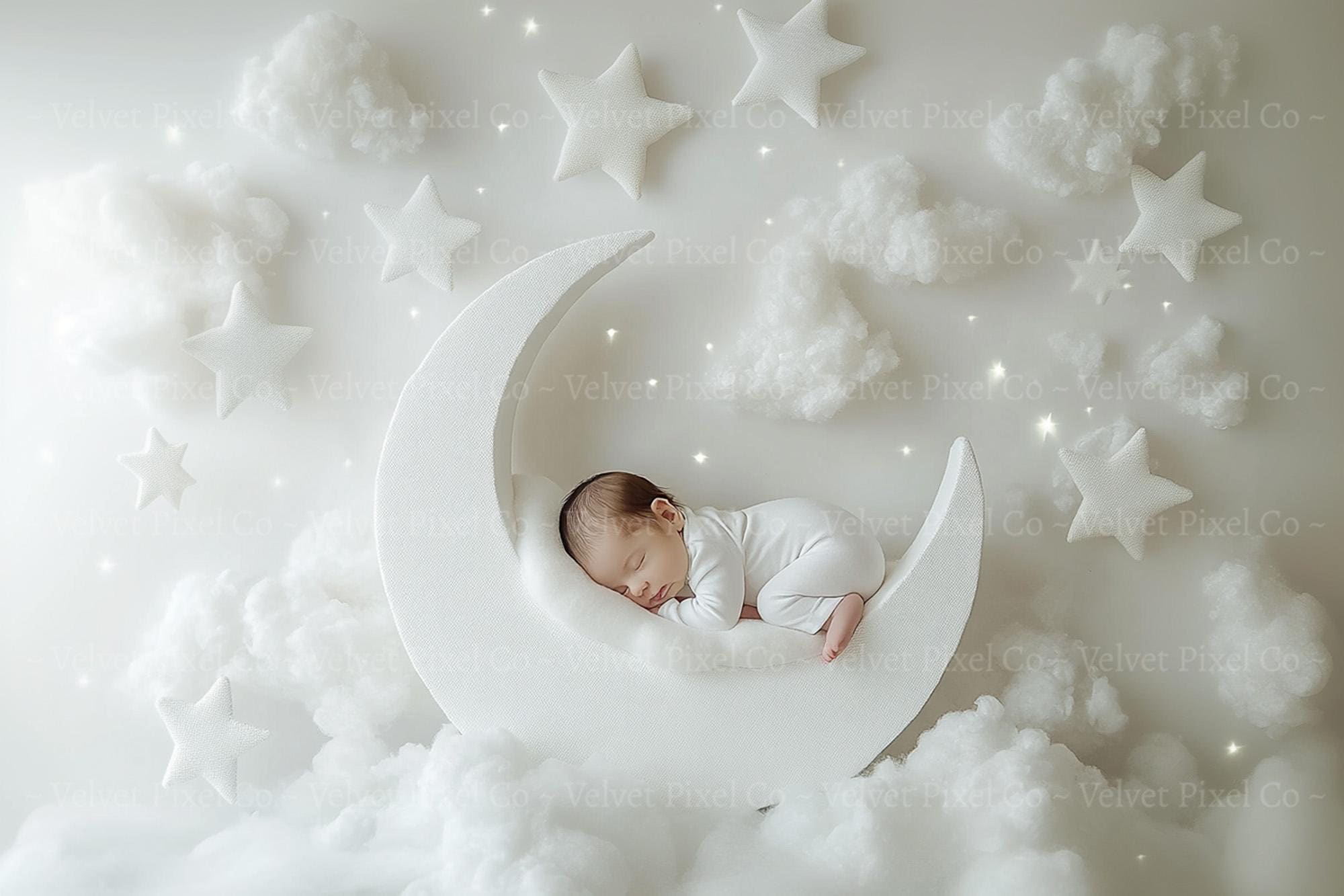Digital Newborn Backdrop, Moon Stars Newborn Digital Background ...