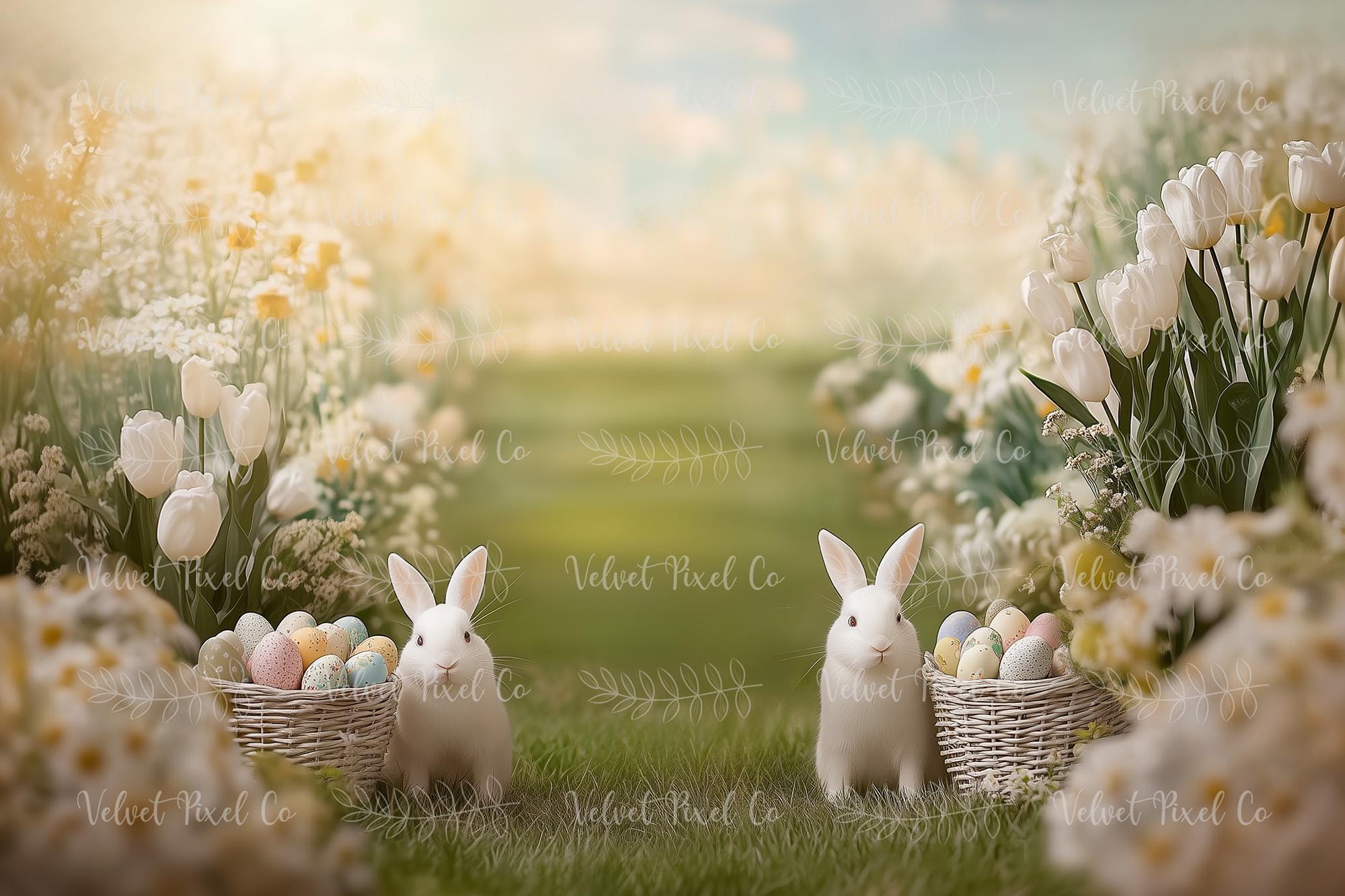Easter Digital Backdrop, Digital Photography Background, Spring Bunny ...