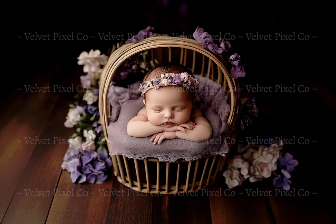 Digital Newborn Backdrop, Newborn Photography Background, Floral Crib ...