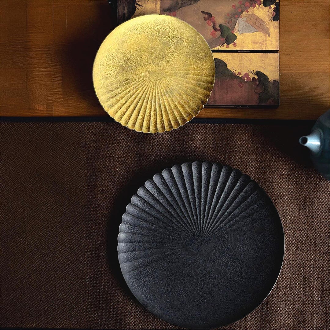 Ocean Bubble Handmade Plate: Black or Gold, Japanese Arita Ware ...