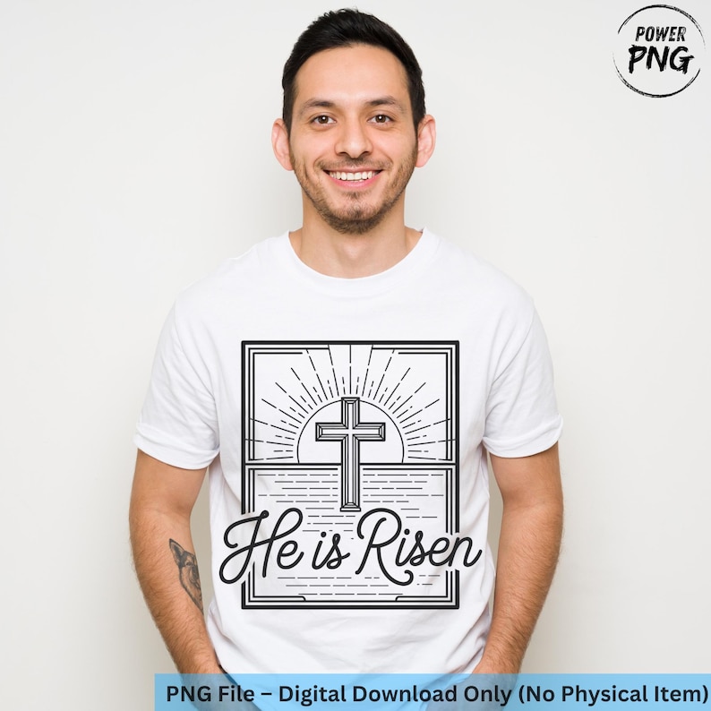 He is Risen PNG, Christian Cross Line Art, Minimalist Easter ...