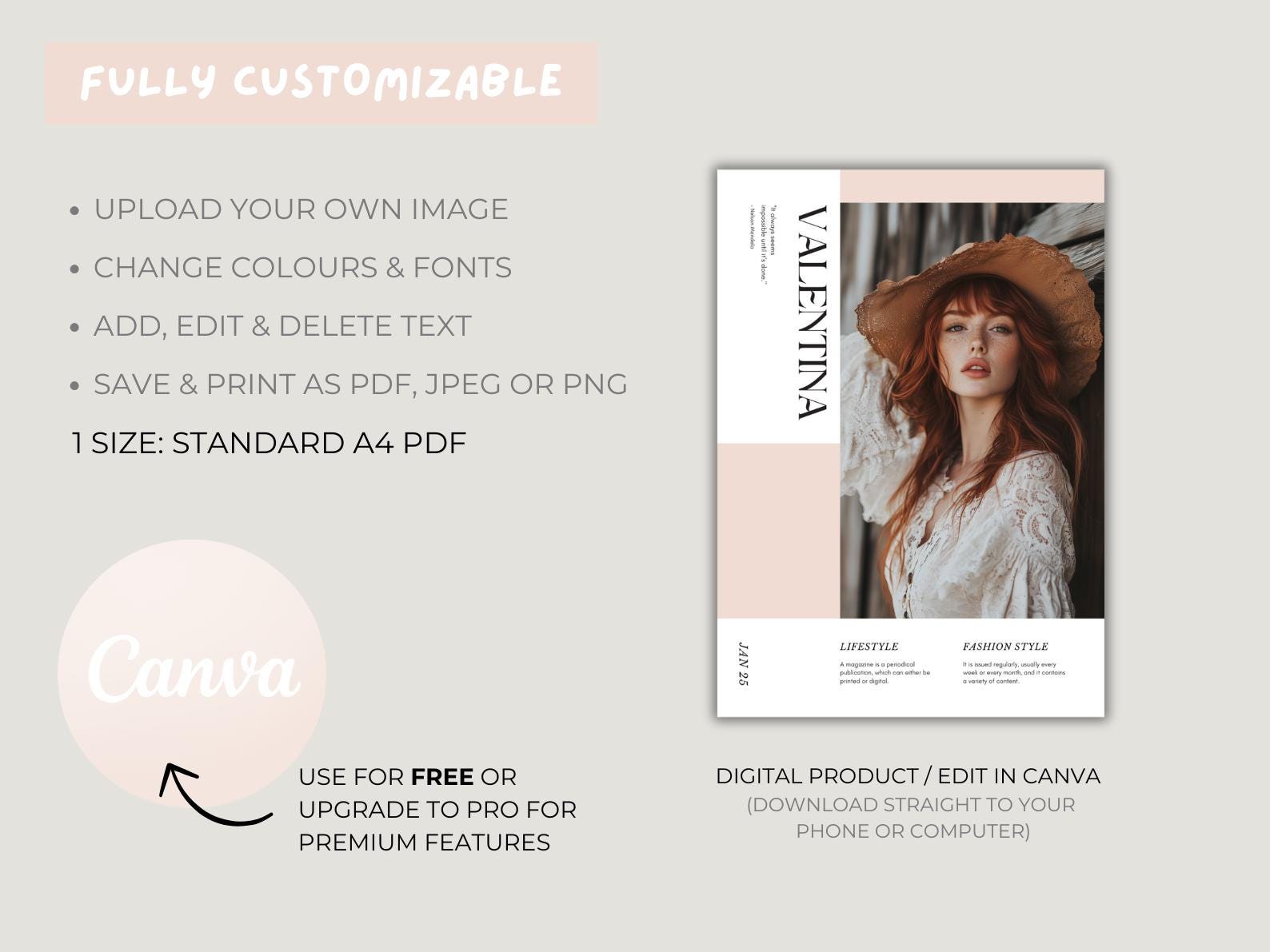Editable Magazine Cover Template, Fashion Magazine Cover Template ...