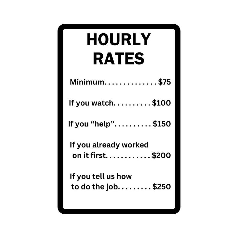 Hourly Rates Poster | Funny Workplace Humor Sign | Digital Download ...