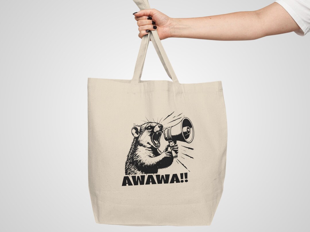 Hyrax Megaphone Awawa Tote, Hyrax Scream Canvas Tote, Screaming Hyrax ...